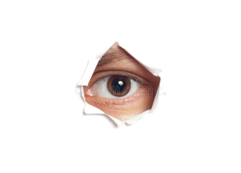 Human Eye Looking through a Hole Stock Image - Image of search ...