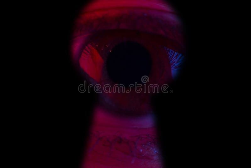 Human Eye Looking through a Keyhole Stock Image - Image of security ...