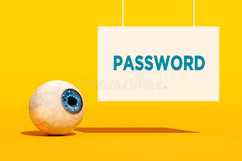 Human Eye Looking at Password Sign Hanging on Yellow Wall Stock ...