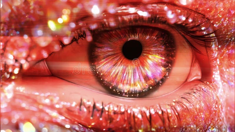 Human Eye Loop Abstract Animation with Pink Orange Coral Waves and Iris ...