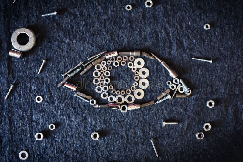 Human Eye of the Nuts and Tools Stock Image - Image of color, fasten ...