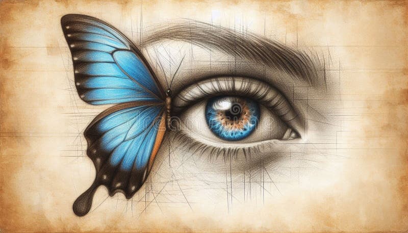 Human Eye Pencil Drawing Antique Style Background Original Art Stock ...