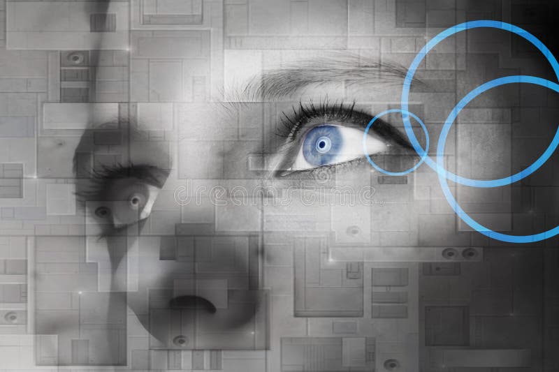 Human Eye with Power Button Reflection Inside - Technology Concept ...