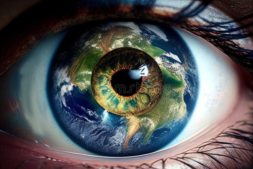 In the Human Eye, the Pupil in the Form of the Planet Earth. AI ...