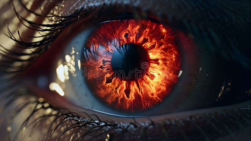 Human Eye with Reflections of Fire Stock Image - Image of young, woman ...
