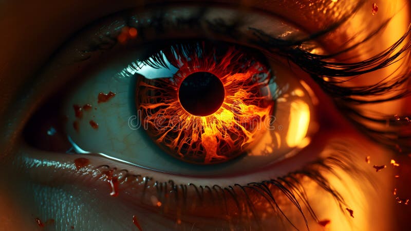 Human Eye with Reflections of Fire Stock Image - Image of beautiful ...