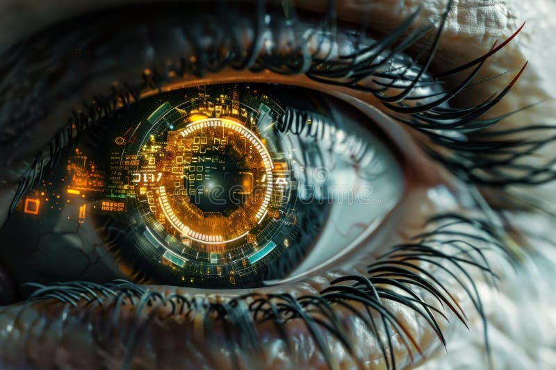 Human Eye Showing Futuristic Digital Technology Interface Stock Photo ...