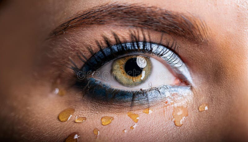 Human eye with tears stock illustration. Illustration of tears - 356760085