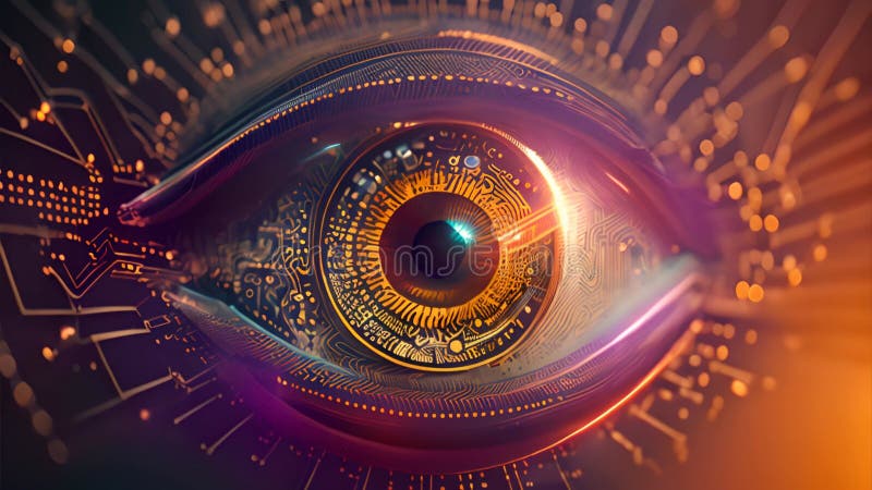 Human Eye and Technology Communication Concept. Technological Eye Stock ...