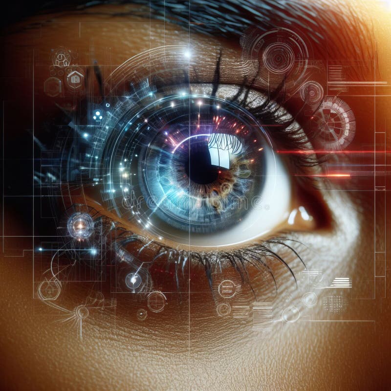 Human Eye with Using the Graphical User Interface Technology. Stock ...