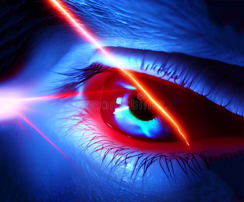 Human Eye Vision and Laser Beam Sci Fi Concept Stock Illustration ...