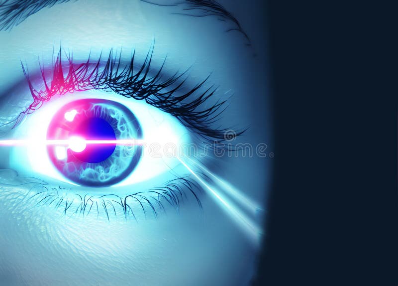 Human Eye Vision and Laser Beam Sci Fi Concept Stock Illustration ...