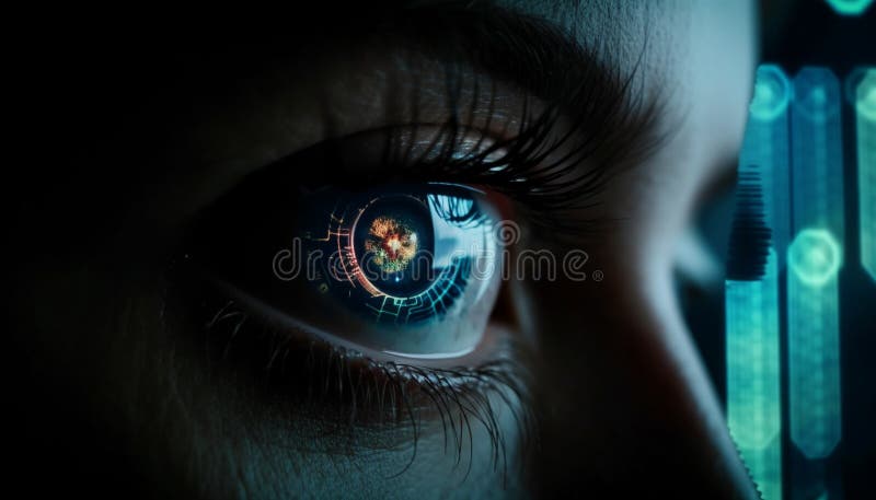 Human Eye Watching Futuristic Security System Data Generated by AI ...
