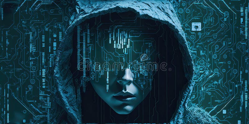 Human Face on Abstract Futuristic Science and Technology Background ...