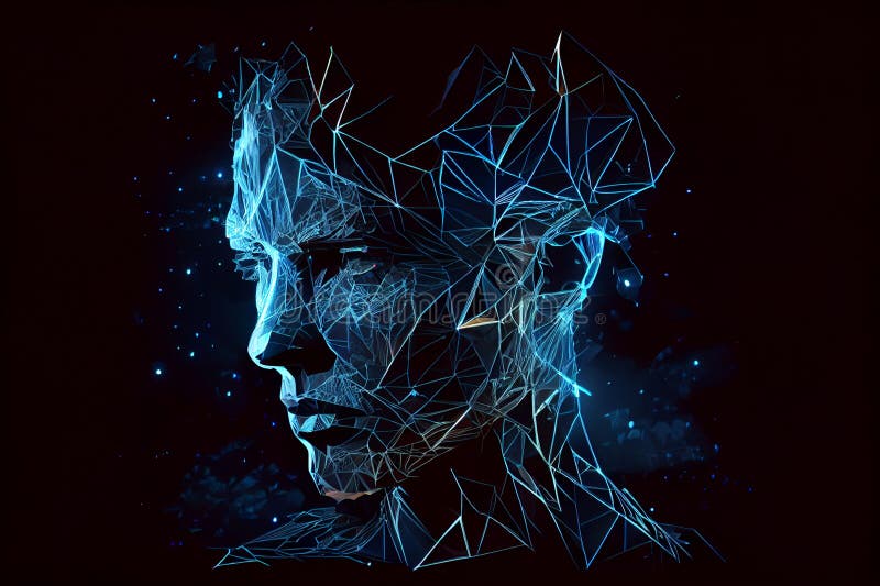 Human Face Building Polygonal Lines Created with Generative Ai Stock ...