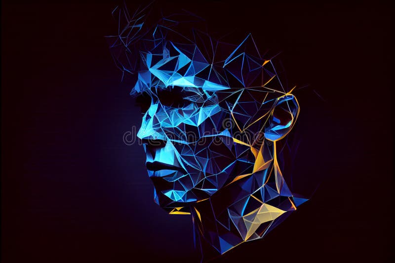 Human Face Building Polygonal Lines Created with Generative Ai Stock ...