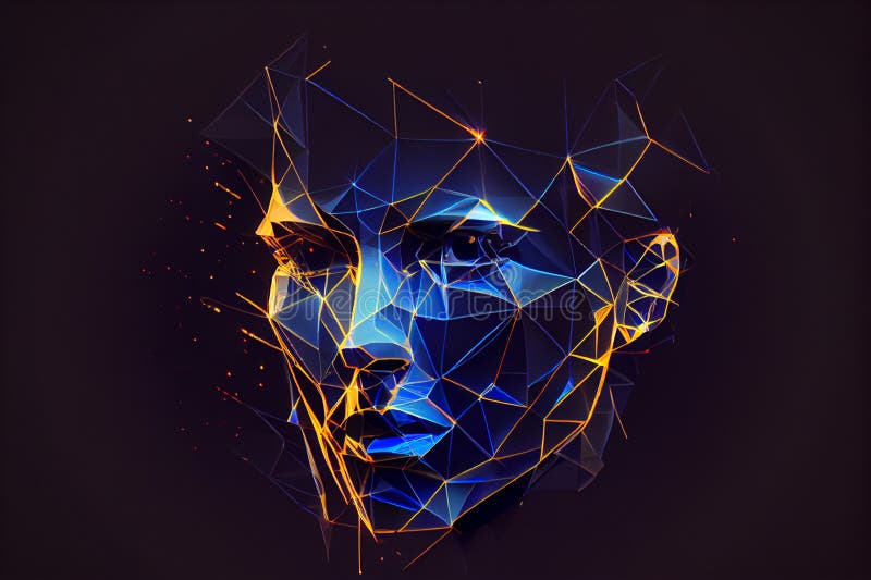 Human Face Building Polygonal Lines Created with Generative Ai Stock ...