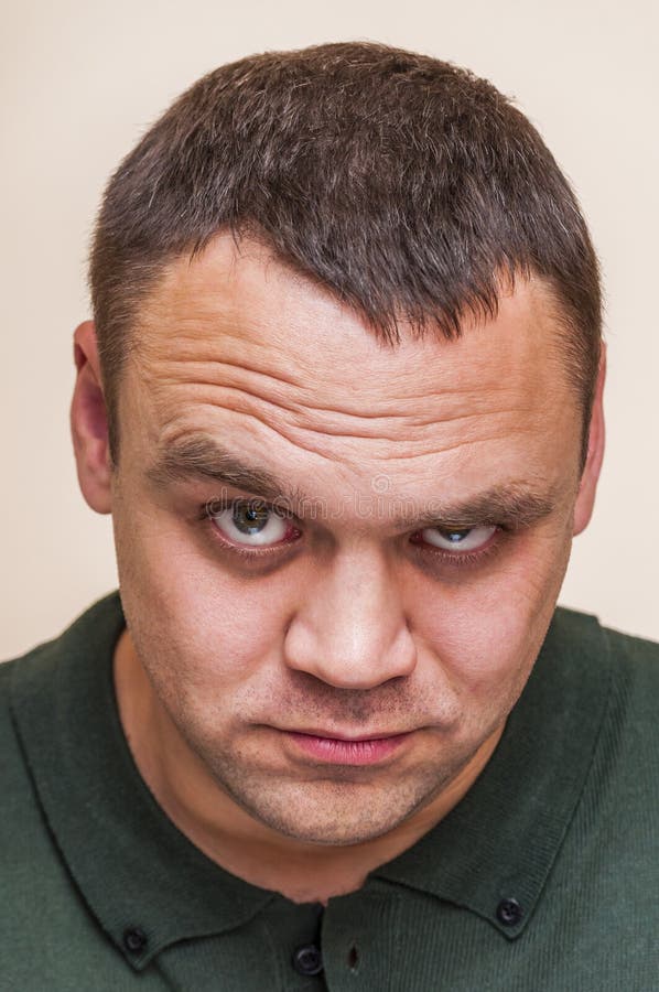 Funny, Positive, Squinting Man. Facial Expression, Emoji Face, Emotion ...