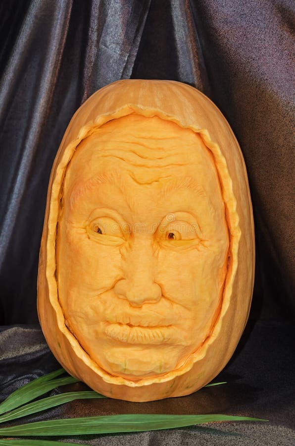 Human Face Carved from Pumpkin Stock Image - Image of cuisine, autumnal ...