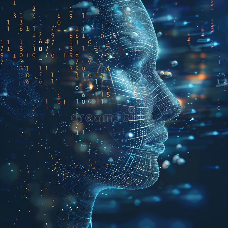 Human Face Composed Digital Binary Code Symbolizing Integration ...