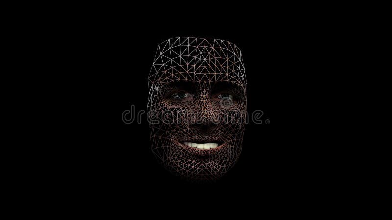 Human Face Consisting of Lines Polygons and Dots Stock Video - Video of ...