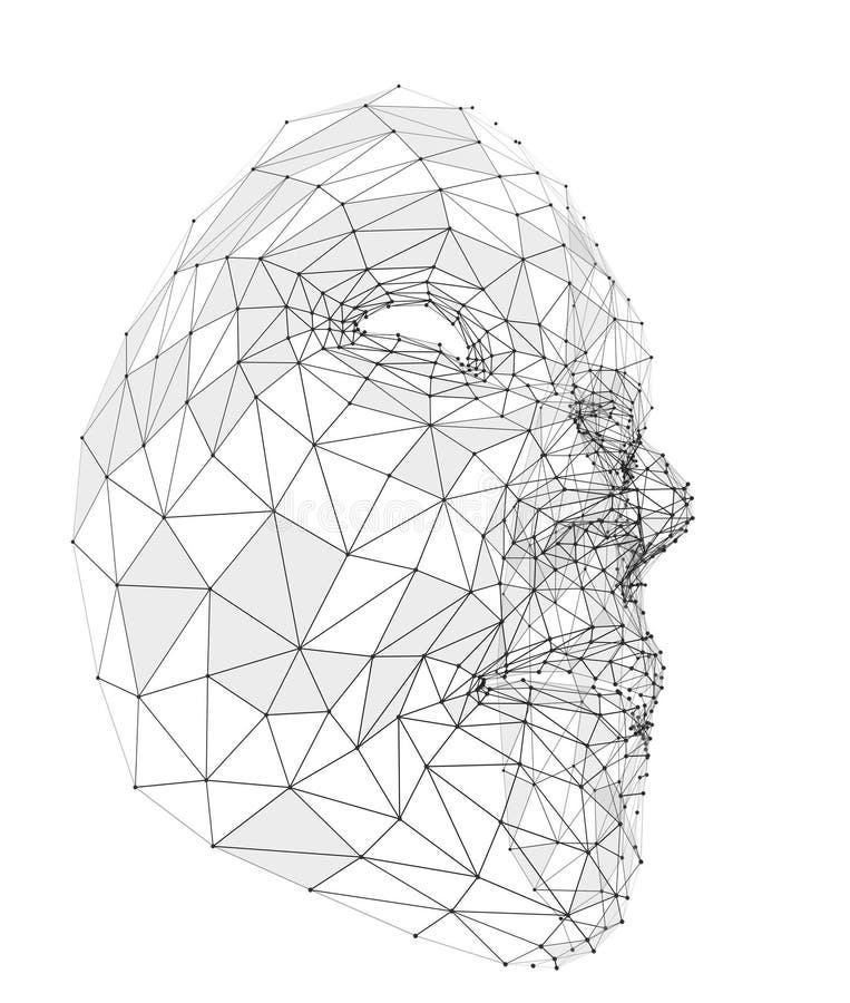 Human Face Consisting of Lines, Polygons and Dots Stock Image - Image ...