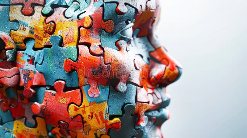 A Human Face Created by Fitting Puzzle Pieces Together in a Mosaic ...