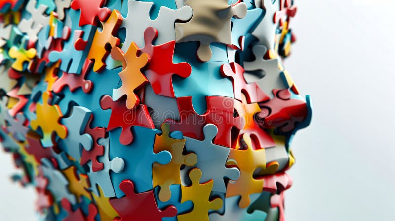 A Human Face Created by Fitting Puzzle Pieces Together in a Mosaic ...