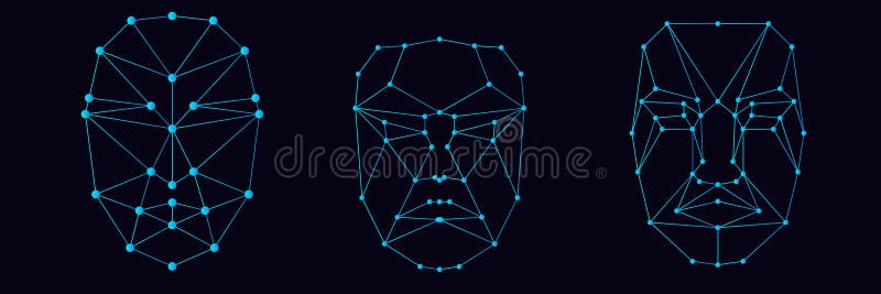 Human Face 2d Digital Biometric Abstract Id Grid Stock Vector ...