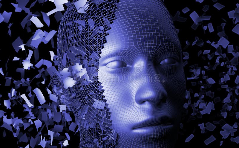Abstract Human Face. Artificial Intelligence. Stock Illustration ...
