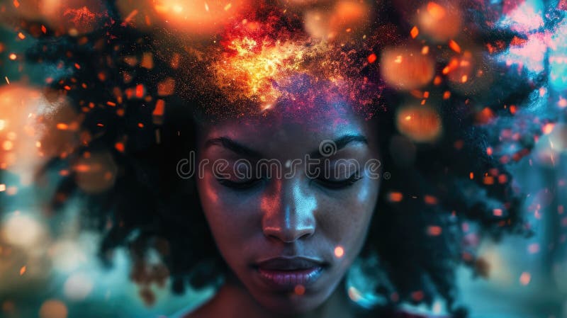 The Human Face with Different Face Expression and Colourful Blow Effect ...