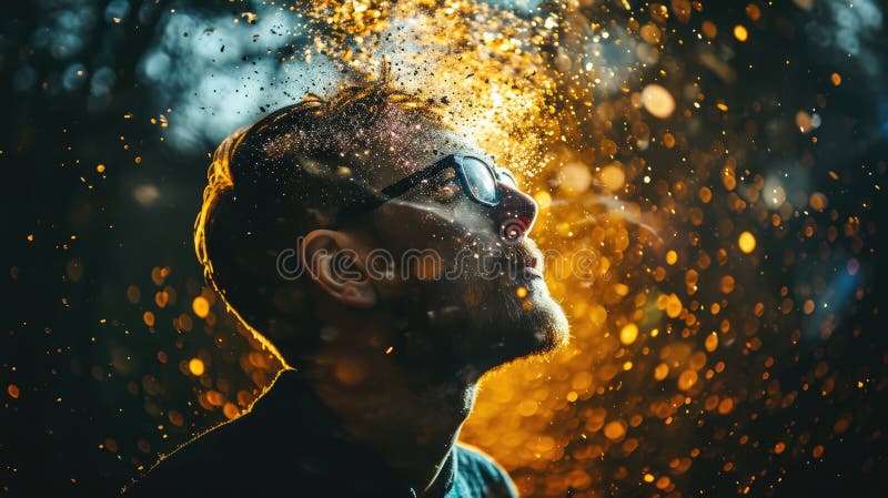 The Human Face with Different Face Expression and Colourful Blow Effect ...