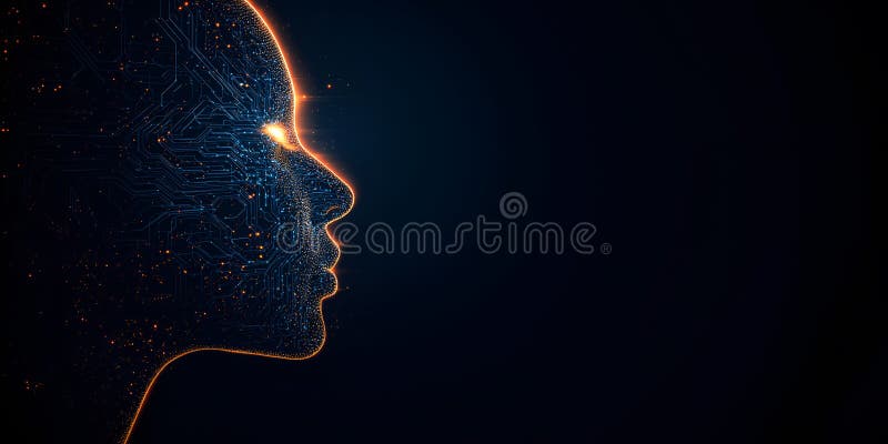 Human Face with Digital Circuits, Concept of Artificial Intelligence ...