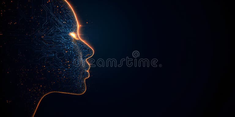 Human Face with Digital Circuits, Concept of Artificial Intelligence ...