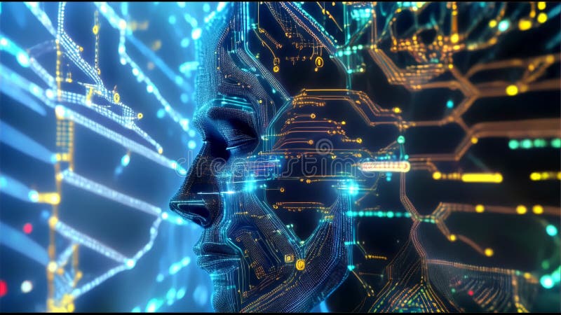 Human Face of Digital Knowledge Stock Video - Video of electronics ...