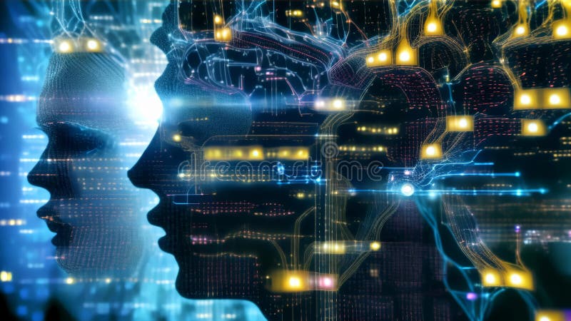 Human Face of Digital Knowledge Stock Footage - Video of electronics ...