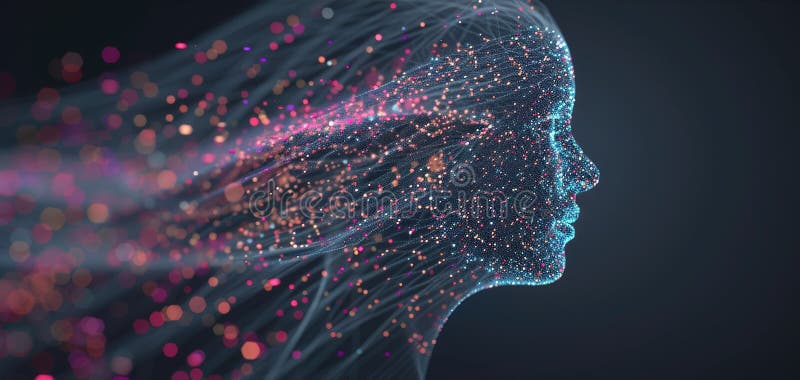 A Human Face Dissolves into a Cloud of Data Particles, Illustrating the ... A Human Face Dissolves into a Cloud of Data Particles, Illustrating the ...