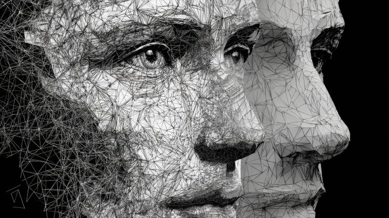 Human Face Divided in Half Showcasing Organic Features on One Side and ...