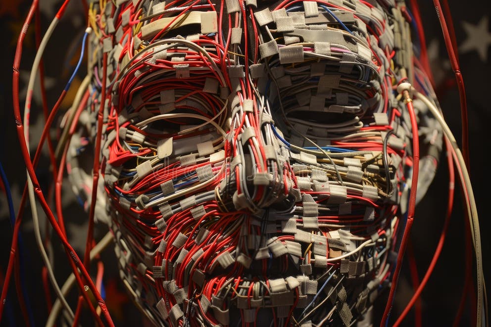 Human Face Formed Using Network and Electronic Cables Representing Artificial Intelligence Stock ...