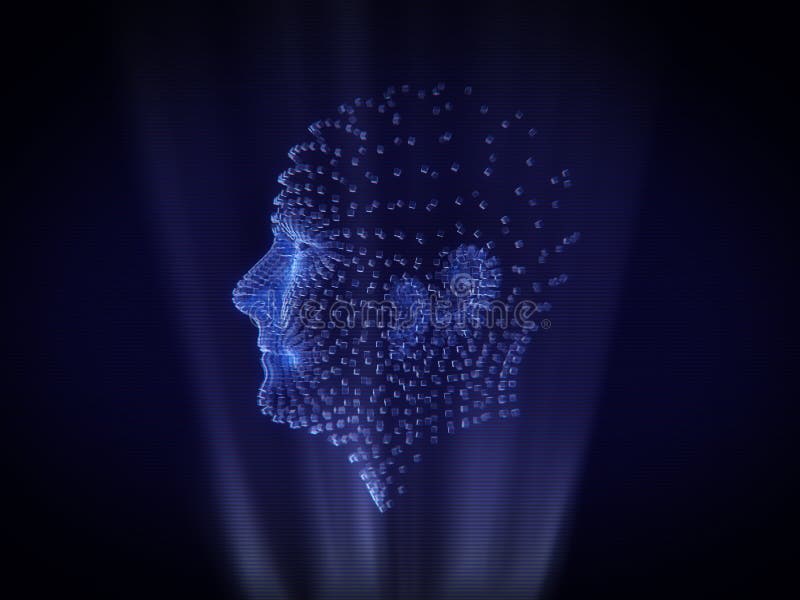 Human Face Hologram Wireframe Style. Stock Illustration - Illustration ...