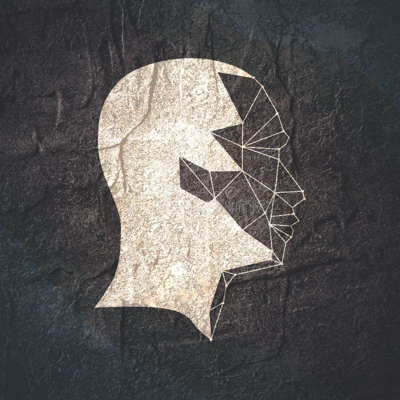Human Face Low Poly Illustration. Wireframe Mesh Head Shape Consisting ...