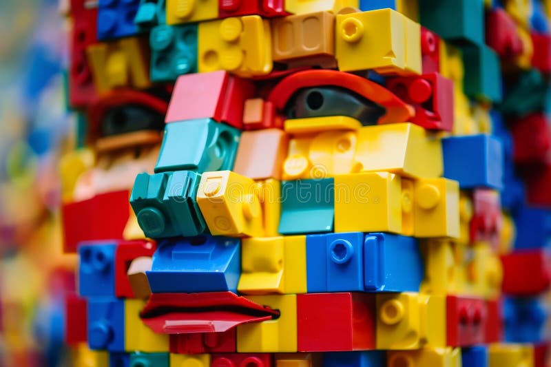 A Human Face Made of Building Blocks Stock Illustration - Illustration ...