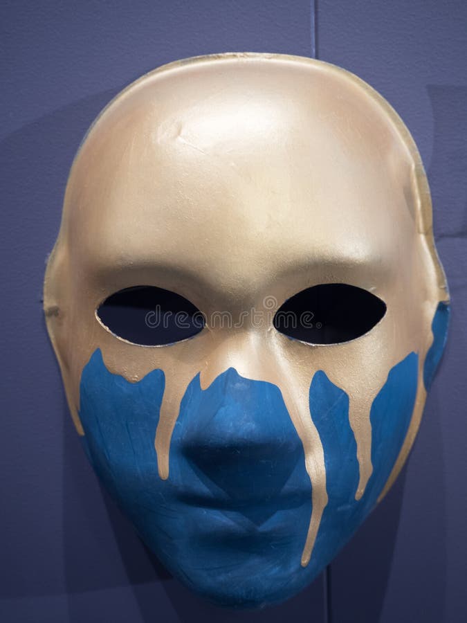 Human Face Mask for a Costume Party on the Wall Stock Image - Image of ...