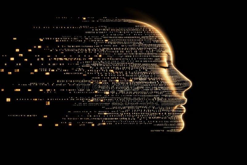 Human Face Outline Transforms into a Dynamic Stream of Binary Code ...