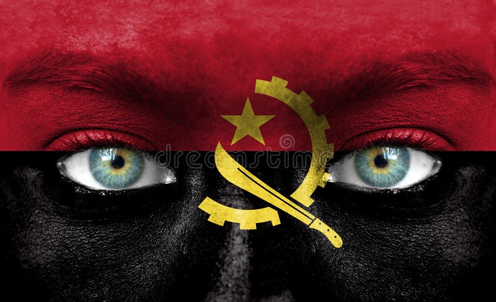 Human Face Painted with Flag of Angola Stock Photo - Image of alone ...