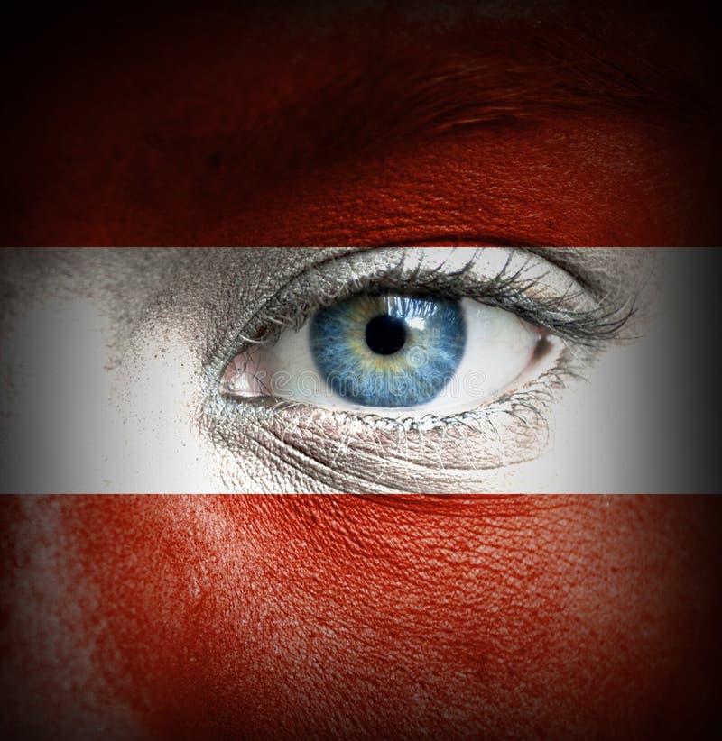 Human Face Painted with Flag of Austria Stock Photo - Image of black ...