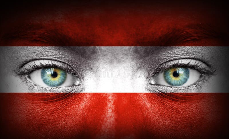 Human Face Painted with Flag of Austria Stock Image - Image of european ...