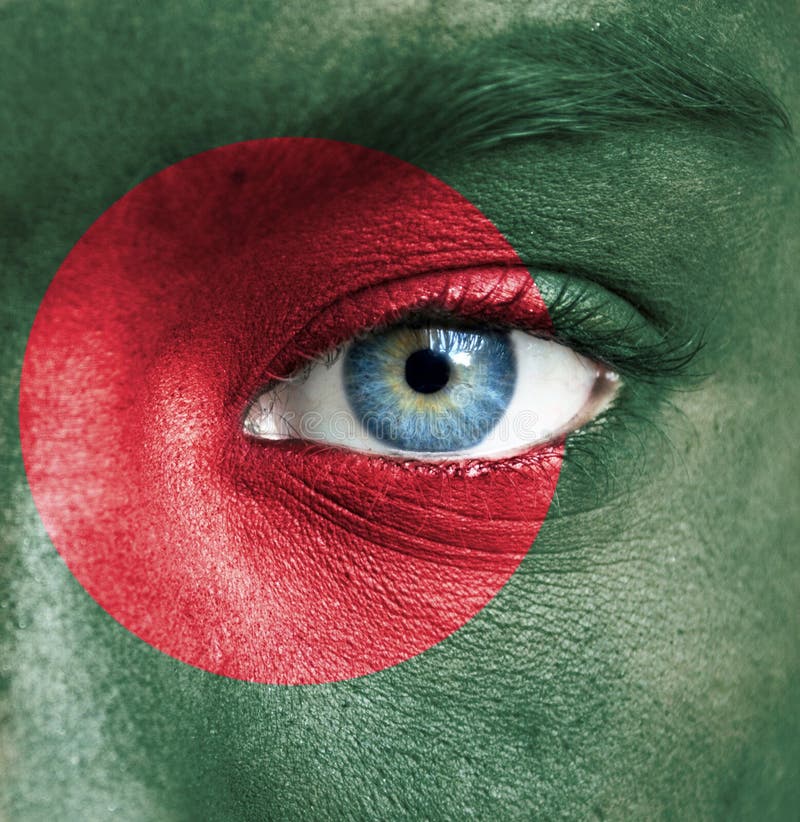 Human Face Painted with Flag of Bangladesh Stock Photo - Image of ...