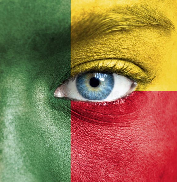Human Face Painted with Flag of Benin Stock Image - Image of people ...