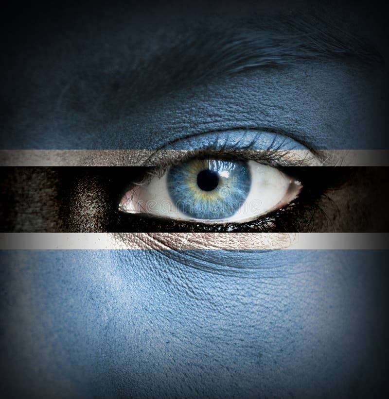 Human Face Painted with Flag of Botswana Stock Image - Image of paint ...
